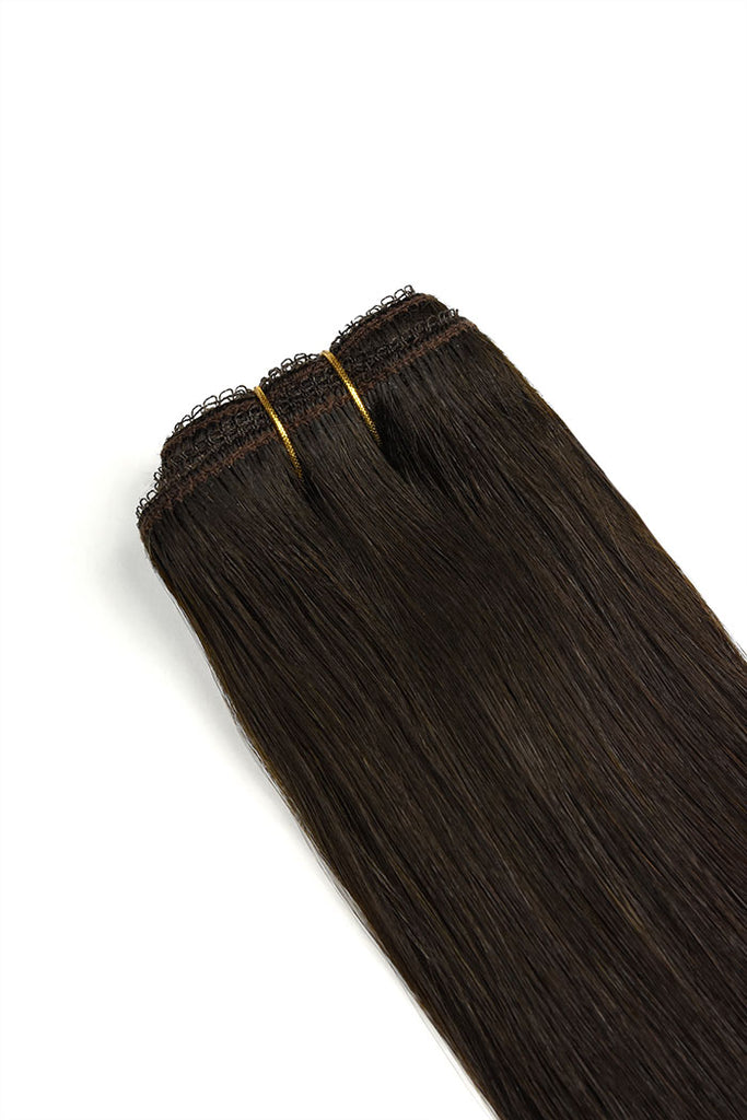 Darkest Brown (#2) Double Drawn Weft Weave Extensions | Cliphair UK