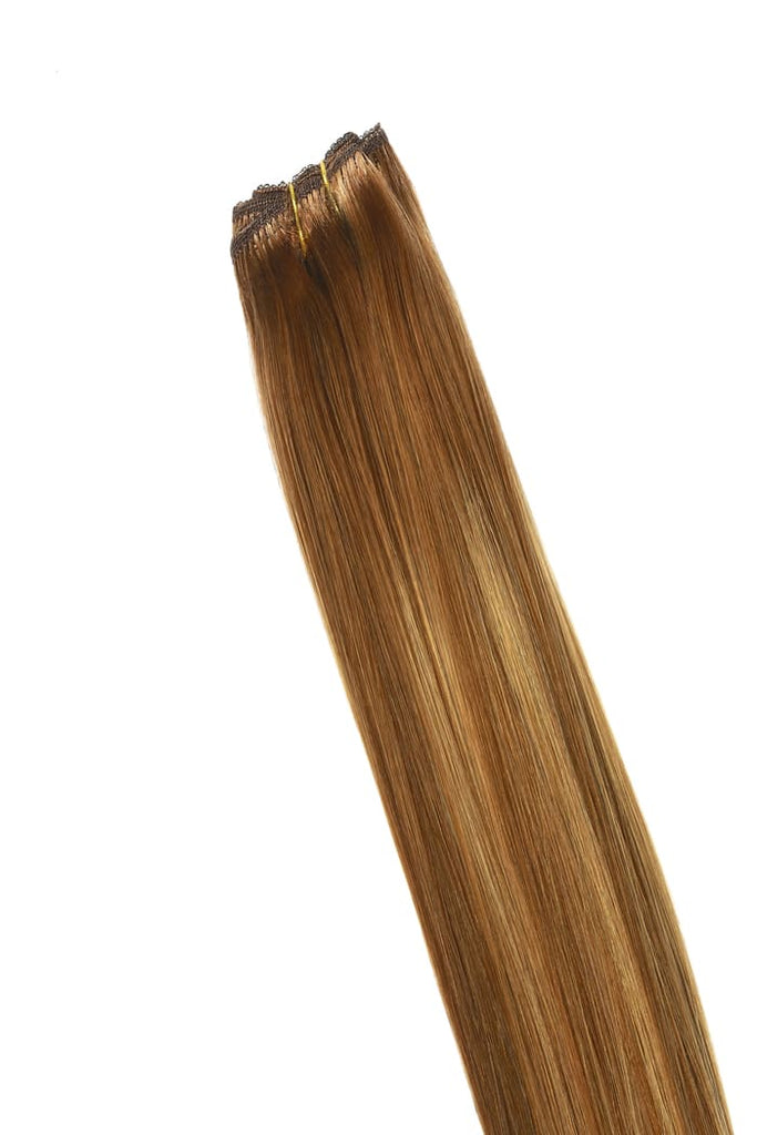 Cinnamon Swirl Balayage Double Drawn Weft Weave Extensions | Cliphair UK